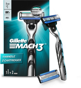 Gillette Mach 3 Shaving Razor for men (1 Handle + 2 Cartridges) - Price ...