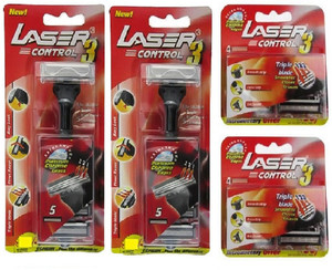 LASER Control 3 Triple Blade-Pivot Razor Set of 2, Control 3 Cartridge ...