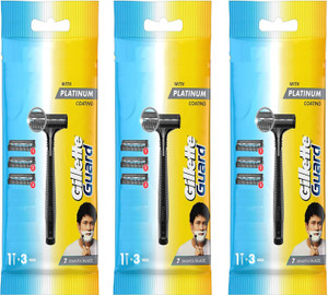 Gillette Guard Manual Shaving Razor Blades -3 Razor With 9 Cartridges ...