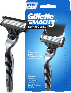 Gillette Mach3 Charcoal Shaving Razor for men with New Exfoliating ...