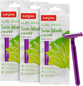 SIRONA Disposable Body Hair Removal Razor with Aloe Vera Strip for ...