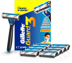 Gillette Guard 3 Single Razor for men with 8 shaving Blades, Men ...