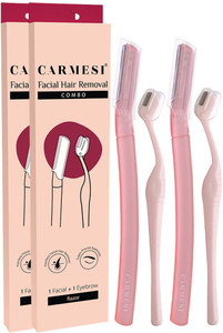 Carmesi Face Hair Removal Pack | 2 Face Razor & 2 Eyebrow Razor ...
