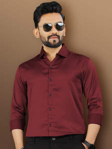 VeBNoR Men Solid Formal Maroon Shirt - Buy VeBNoR Men Solid Formal ...