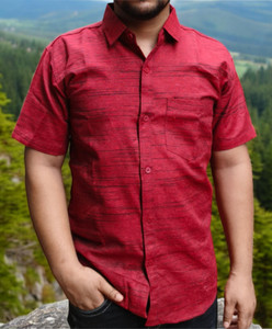 FABRICFETCH TEXTILES Men Solid Casual Red Shirt - Buy FABRICFETCH ...