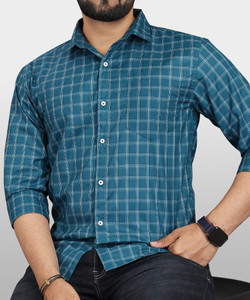 VeBNoR Men Checkered Formal Blue Shirt - Buy VeBNoR Men Checkered ...