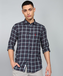 U.S. POLO ASSN. Men Checkered Casual Blue Shirt - Buy U.S. POLO ASSN ...