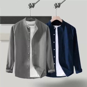 PROTOCOL Men Solid Casual Dark Blue, Grey Shirt - Buy PROTOCOL Men ...