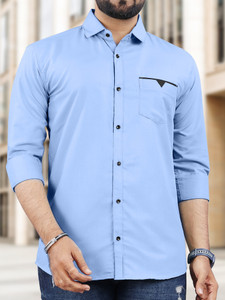 VeBNoR Men Solid Casual Blue Shirt - Buy VeBNoR Men Solid Casual Blue ...