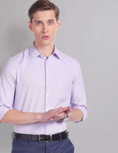 AD by Arvind Men Solid Formal Purple Shirt - Buy AD by Arvind Men Solid ...