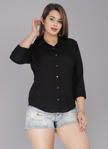 Shrivani Women Solid Formal Black Shirt - Buy Shrivani Women Solid ...