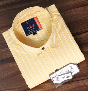 Vcom Men Striped Casual Yellow, White Shirt - Buy Vcom Men Striped ...