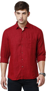 Linen Club Men Washed Casual Red Shirt - Buy Linen Club Men Washed ...