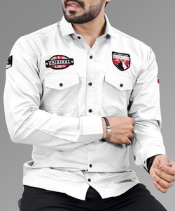 VeBNoR Men Solid Casual White Shirt - Buy VeBNoR Men Solid Casual White ...