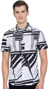Dffgh Men Printed Casual Black, White Shirt - Buy Dffgh Men Printed ...