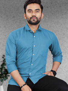 VeBNoR Men Solid Formal Blue Shirt - Buy VeBNoR Men Solid Formal Blue ...
