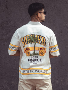 Powerlook Men Printed Casual White Shirt - Buy Powerlook Men Printed ...