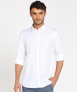 PETER ENGLAND Men Self Design Casual White Shirt - Buy PETER ENGLAND ...