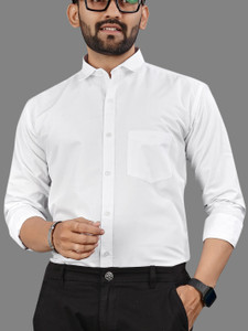 MILDIN Men Solid Formal White Shirt - Buy MILDIN Men Solid Formal White ...