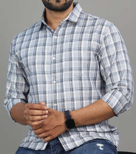 VeBNoR Men Checkered Formal Grey Shirt - Buy VeBNoR Men Checkered ...