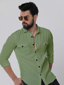 SHIV FASHION Men Self Design Casual Light Green Shirt - Buy SHIV ...