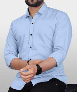 FOXTER Men Solid Casual Light Blue Shirt - Buy FOXTER Men Solid Casual ...