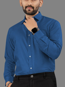 MILDIN Men Solid Formal Blue Shirt - Buy MILDIN Men Solid Formal Blue ...