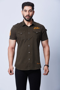 COPPERSTONE Men Printed Casual Dark Green Shirt - Buy COPPERSTONE Men ...