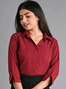 MAGHMA Women Solid Casual Maroon Shirt - Buy MAGHMA Women Solid Casual ...