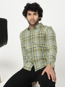 Wrangler Men Checkered Casual Green Shirt - Buy Wrangler Men Checkered ...