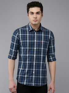 U.S. POLO ASSN. Men Checkered Casual Blue Shirt - Buy U.S. POLO ASSN ...