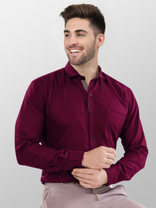VTEXX Men Solid Formal Maroon Shirt - Buy VTEXX Men Solid Formal Maroon ...