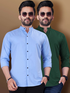 VeBNoR Men Solid Casual Blue, Green Shirt - Buy VeBNoR Men Solid Casual ...