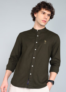 U.S. POLO ASSN. Men Solid Casual Dark Green Shirt - Buy U.S. POLO ASSN ...