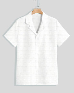 Spangel Fashion Men Self Design Casual White Shirt - Buy Spangel ...
