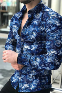 SHIMAK Men Printed Casual Blue Shirt - Buy SHIMAK Men Printed Casual ...