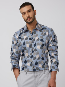 MUFTI Men Printed Casual Blue Shirt - Buy MUFTI Men Printed Casual Blue ...
