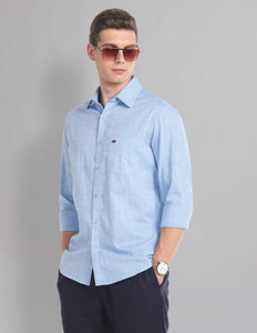 AD by Arvind Men Solid Casual Blue Shirt - Buy AD by Arvind Men Solid ...