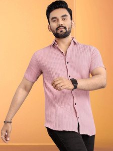 NIVICK Men Self Design Casual Pink Shirt - Buy NIVICK Men Self Design ...