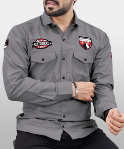 VeBNoR Men Solid Casual Grey Shirt - Buy VeBNoR Men Solid Casual Grey ...