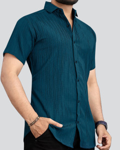 NIVICK Men Self Design Casual Dark Blue Shirt - Buy NIVICK Men Self ...