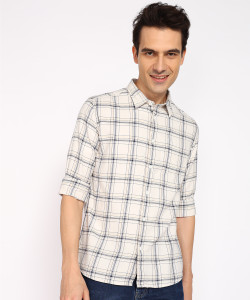 FLYING MACHINE Men Checkered Casual Blue Shirt - Buy FLYING MACHINE Men ...