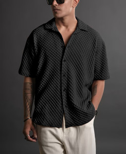 Hemline Men Self Design Casual Brown Shirt - Buy Hemline Men Self ...