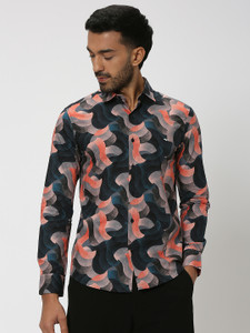 MUFTI Men Printed Casual Dark Blue Shirt - Buy MUFTI Men Printed Casual ...