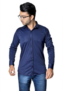 KriKan Men Solid Casual Blue Shirt - Buy KriKan Men Solid Casual Blue ...