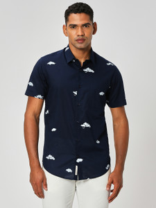 MUFTI Men Printed Casual Blue Shirt - Buy MUFTI Men Printed Casual Blue ...