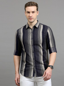 Rope Men Striped Casual Dark Blue, White, Black Shirt - Buy Rope Men ...