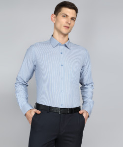 Raymond Men Striped Formal Blue Shirt - Buy Raymond Men Striped Formal ...