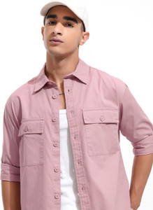 HIGHLANDER Men Solid Casual Pink Shirt - Buy HIGHLANDER Men Solid ...