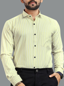 MILDIN Men Striped Formal Black, Light Green, White Shirt - Buy MILDIN ...